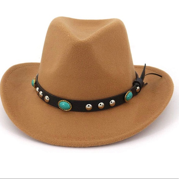 Accessories | Caramel Belted Western Embellished Cowboy Hat | Poshmark